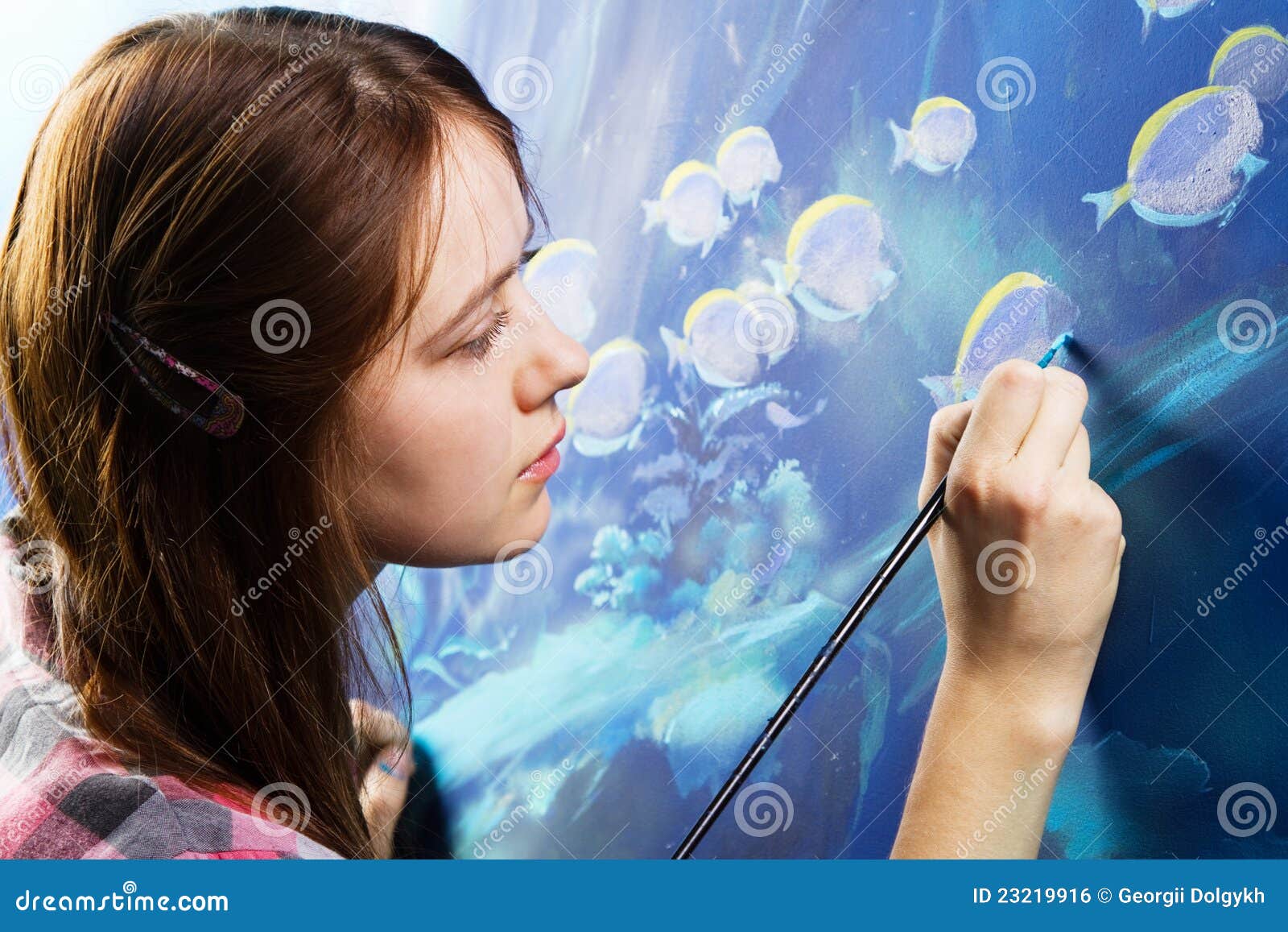 Young painter at work stock photo. Image of female, colorful - 23219916