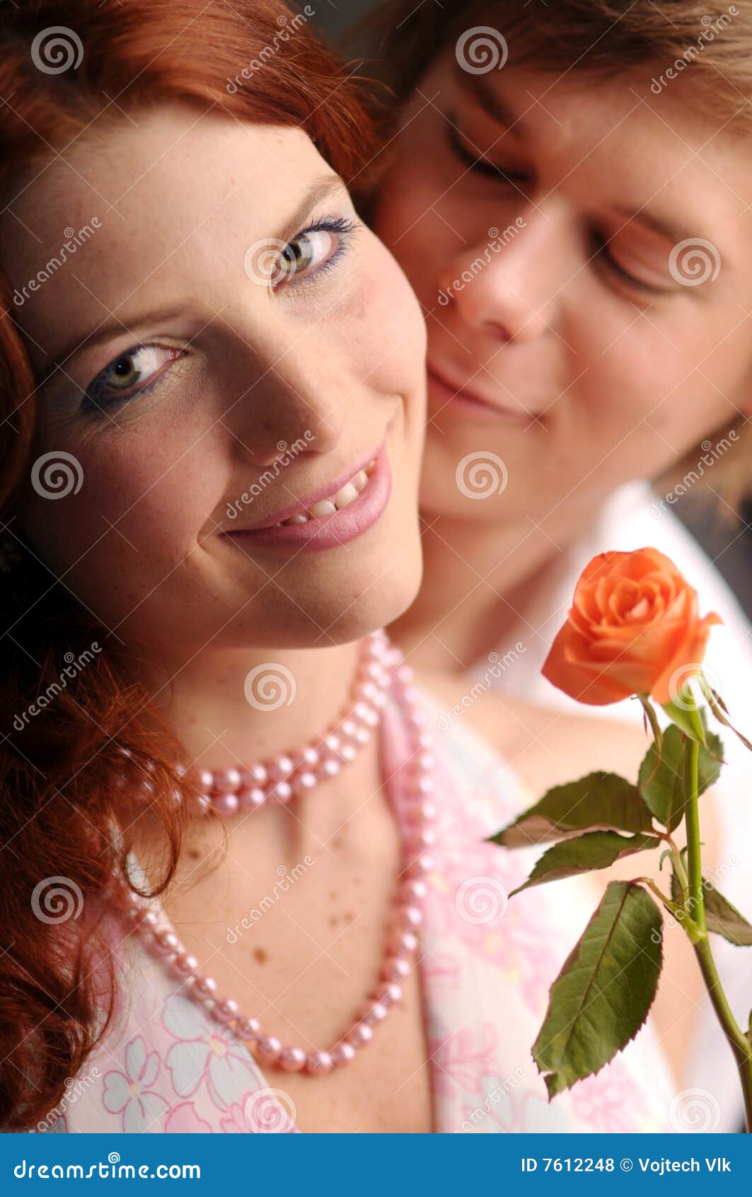 The Young Pair in Love with Rose Stock Photo - Image of couple, lovely ...