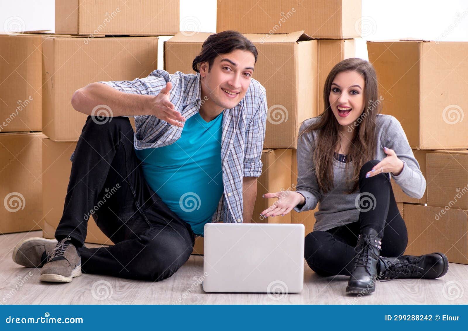 Young Pair Moving To New Flat Stock Photo - Image of order, home: 299288242