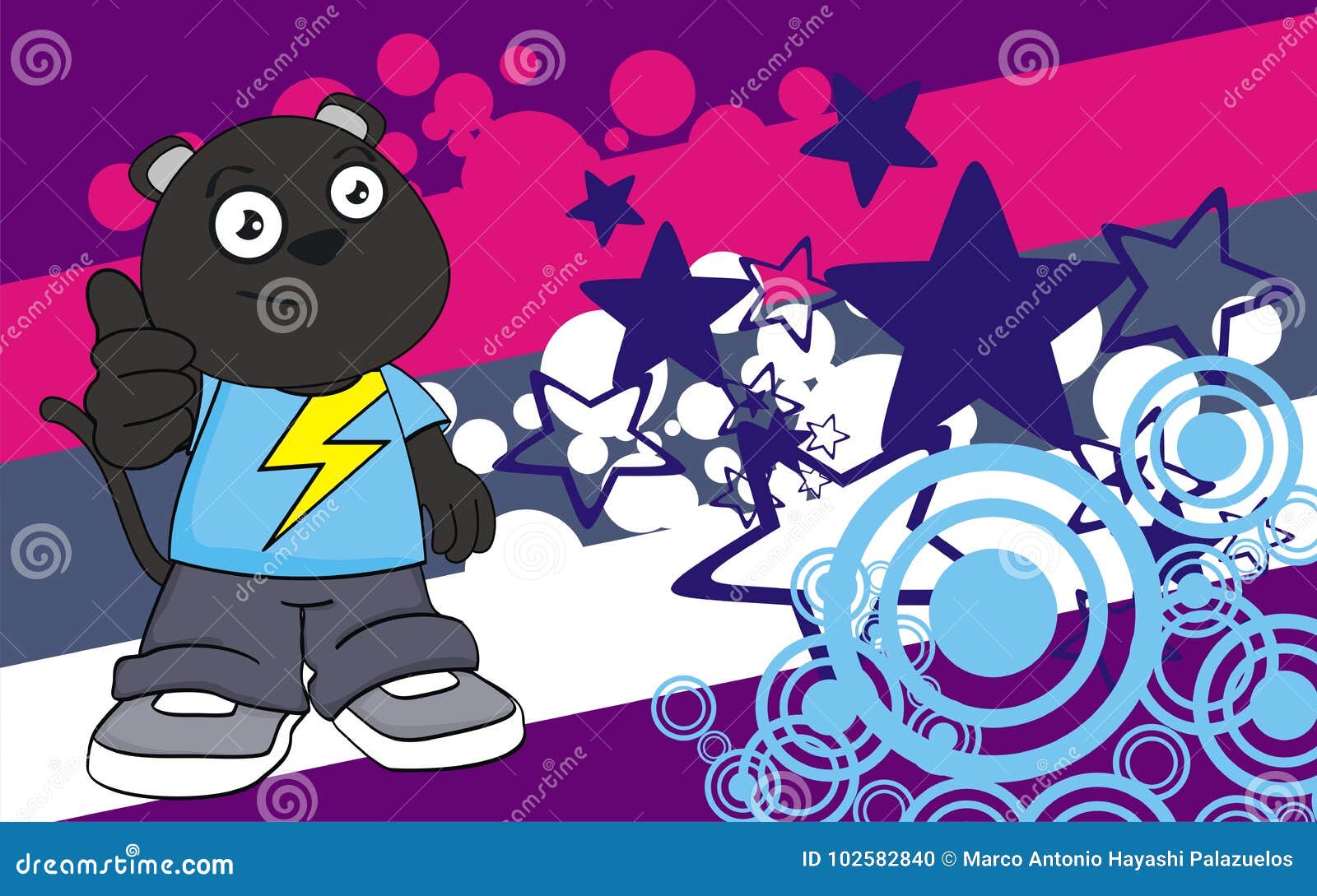 Young Panther Cartoon Expression Background Vector Illustration ...