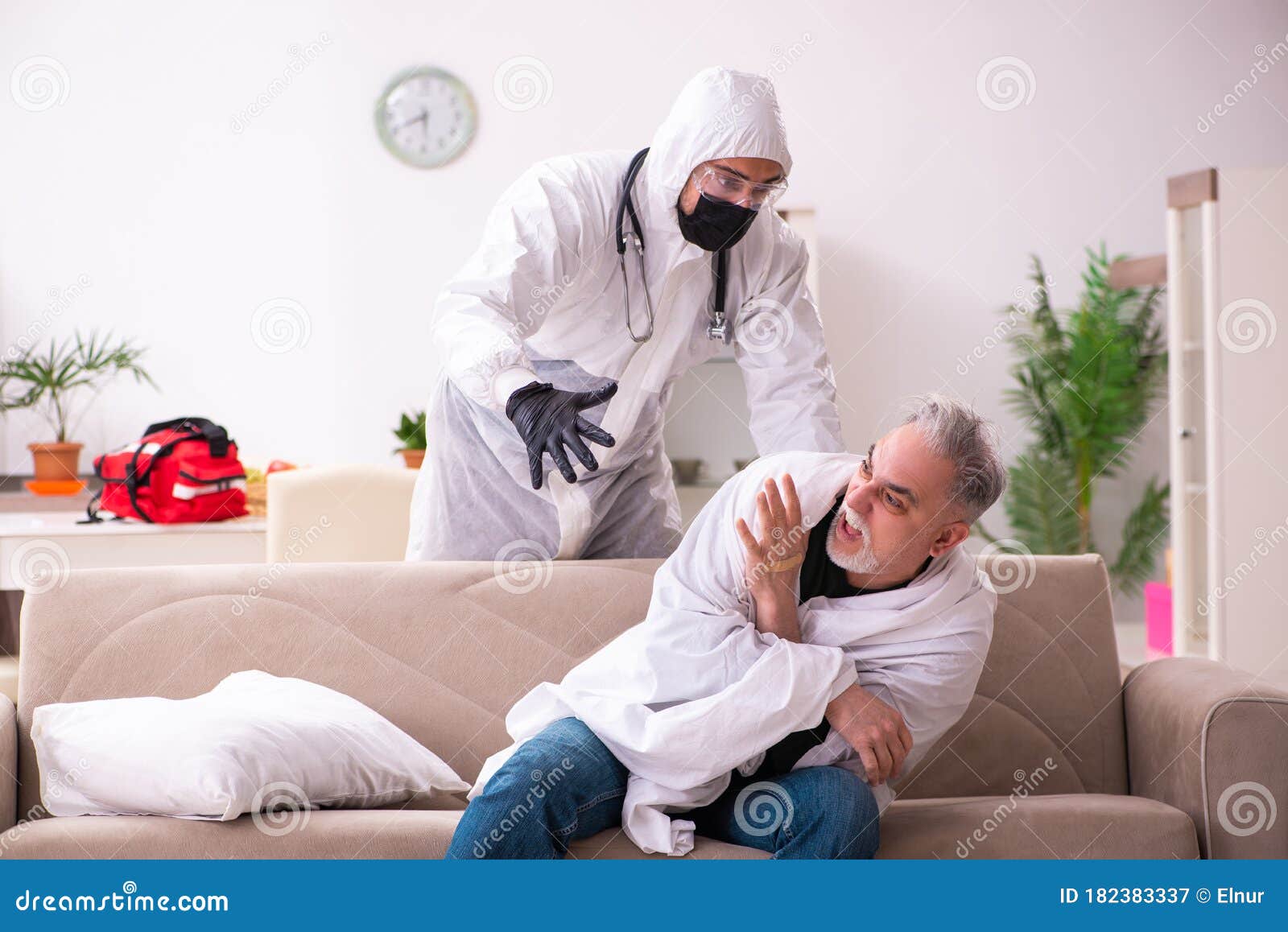 Young Paramedic Visiting Old Man at Home Stock Image - Image of ...