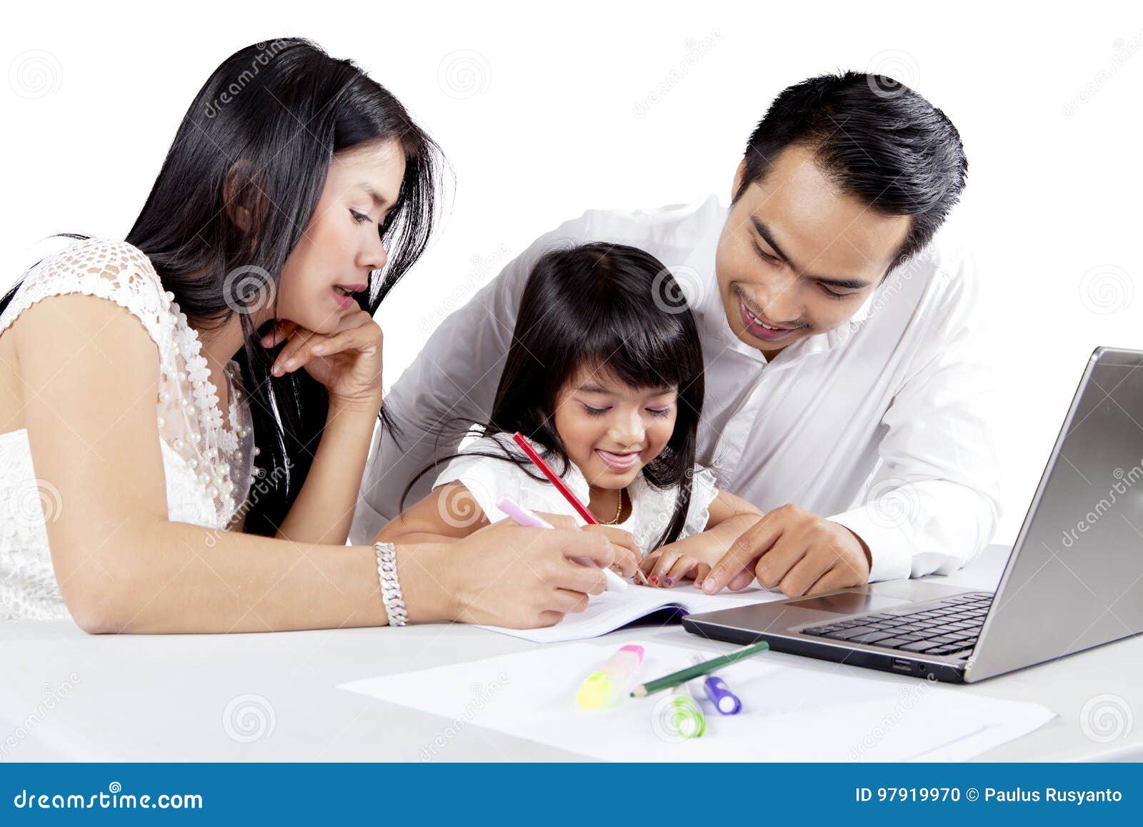 Young Parent Teaching Their Daughter To Draw Stock Photo - Image of ...