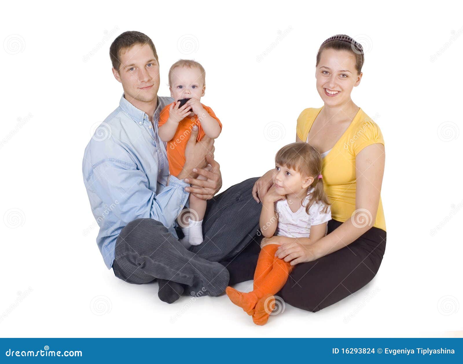 Young Parents Sit with Children Stock Photo - Image of dame, house ...