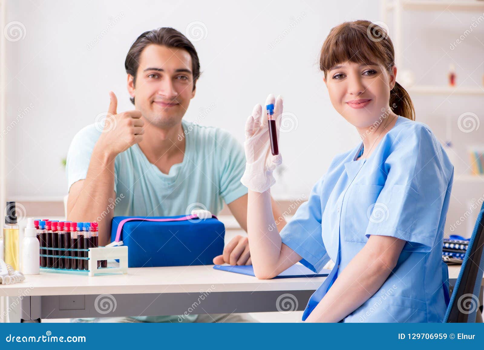 The Young Patient during Blood Test Sampling Procedure Stock Image ...