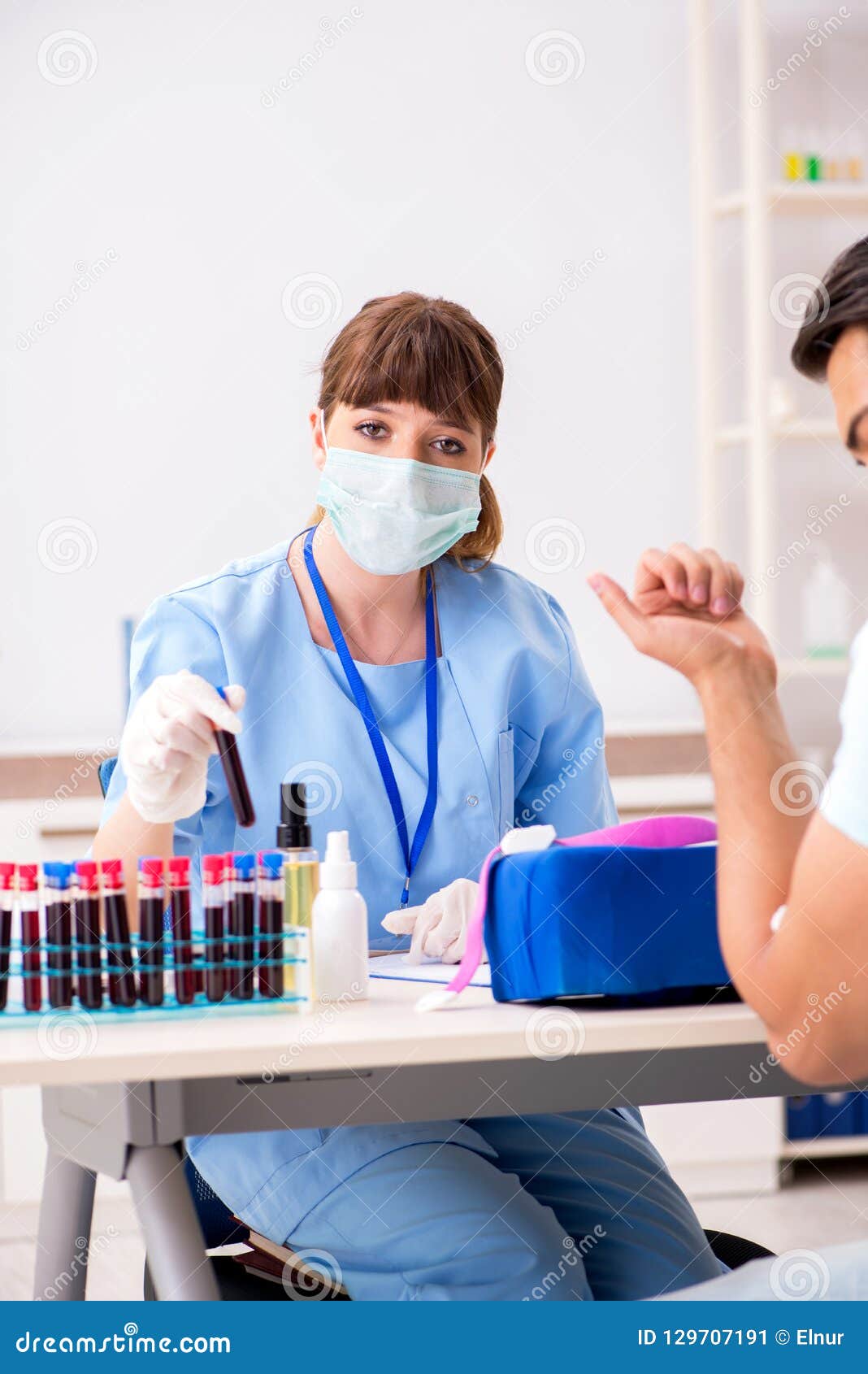 The Young Patient during Blood Test Sampling Procedure Stock Image ...