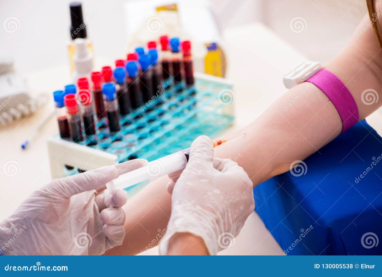 The Young Patient during Blood Test Sampling Procedure Stock Photo ...