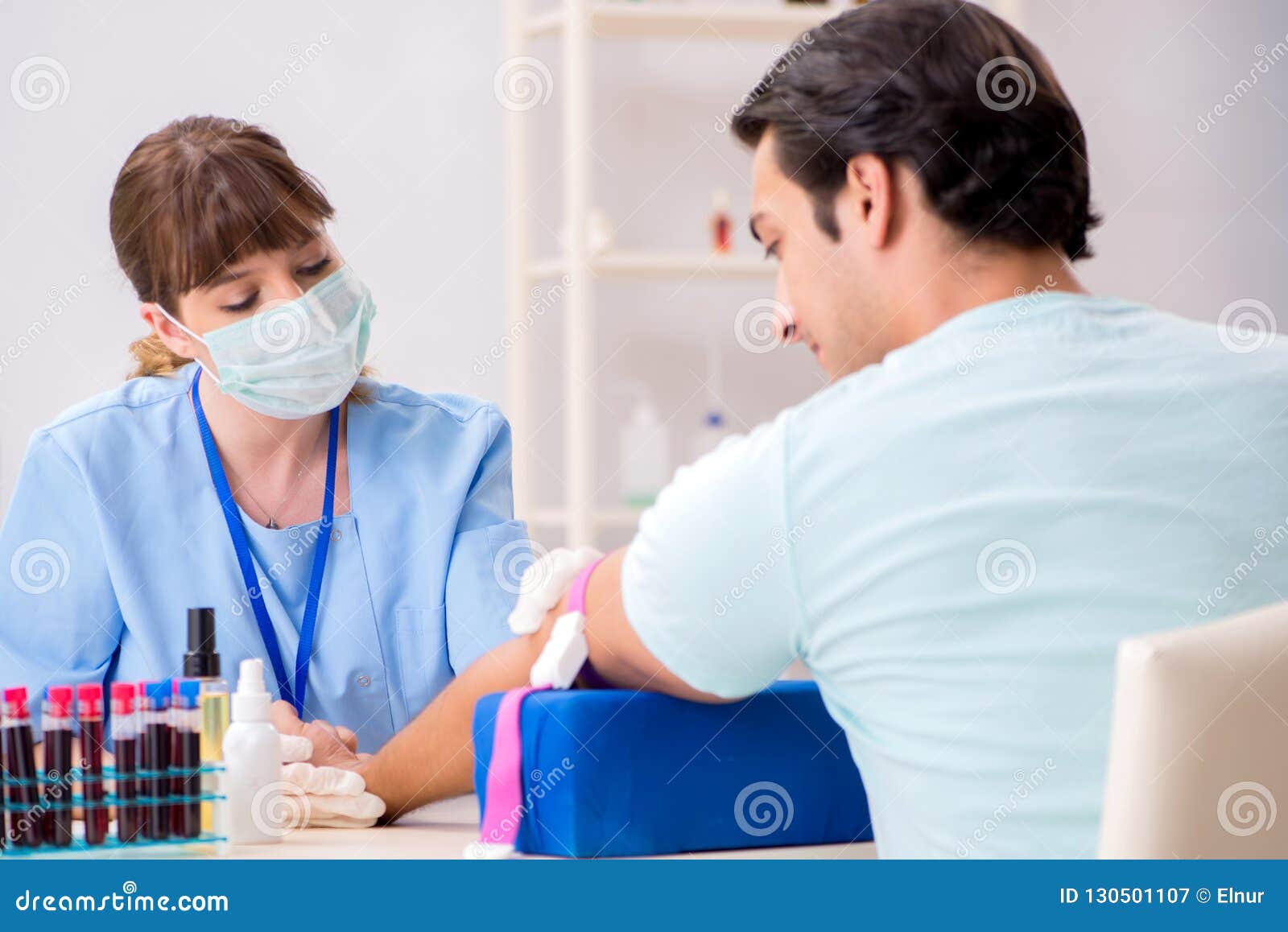 The Young Patient during Blood Test Sampling Procedure Stock Image ...