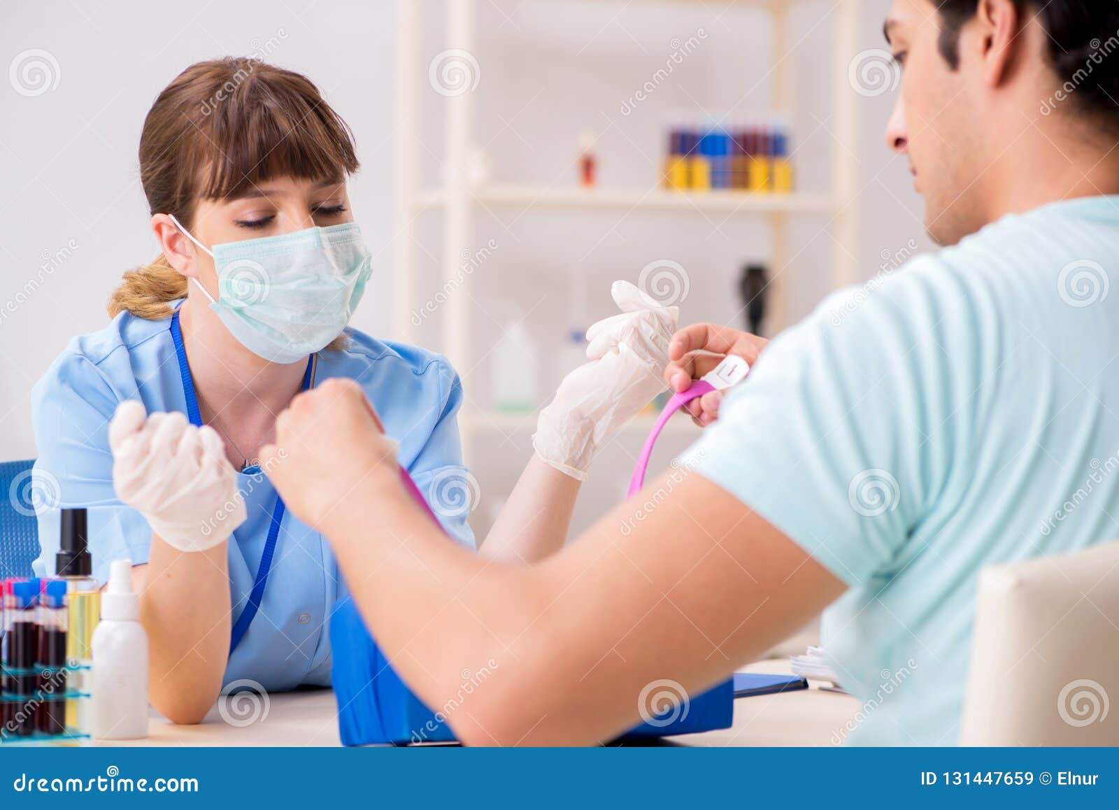 The Young Patient during Blood Test Sampling Procedure Stock Image ...