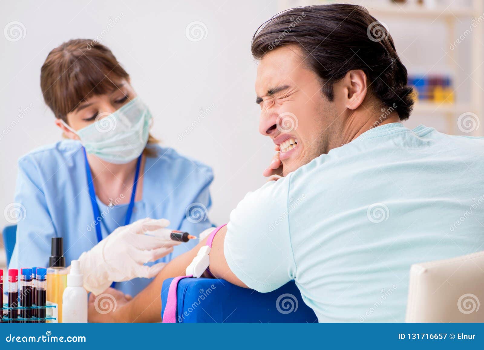 The Young Patient during Blood Test Sampling Procedure Stock Image ...