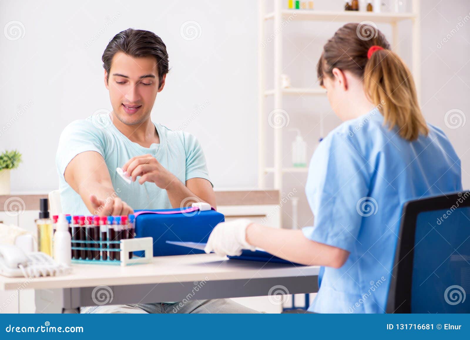The Young Patient during Blood Test Sampling Procedure Stock Image ...