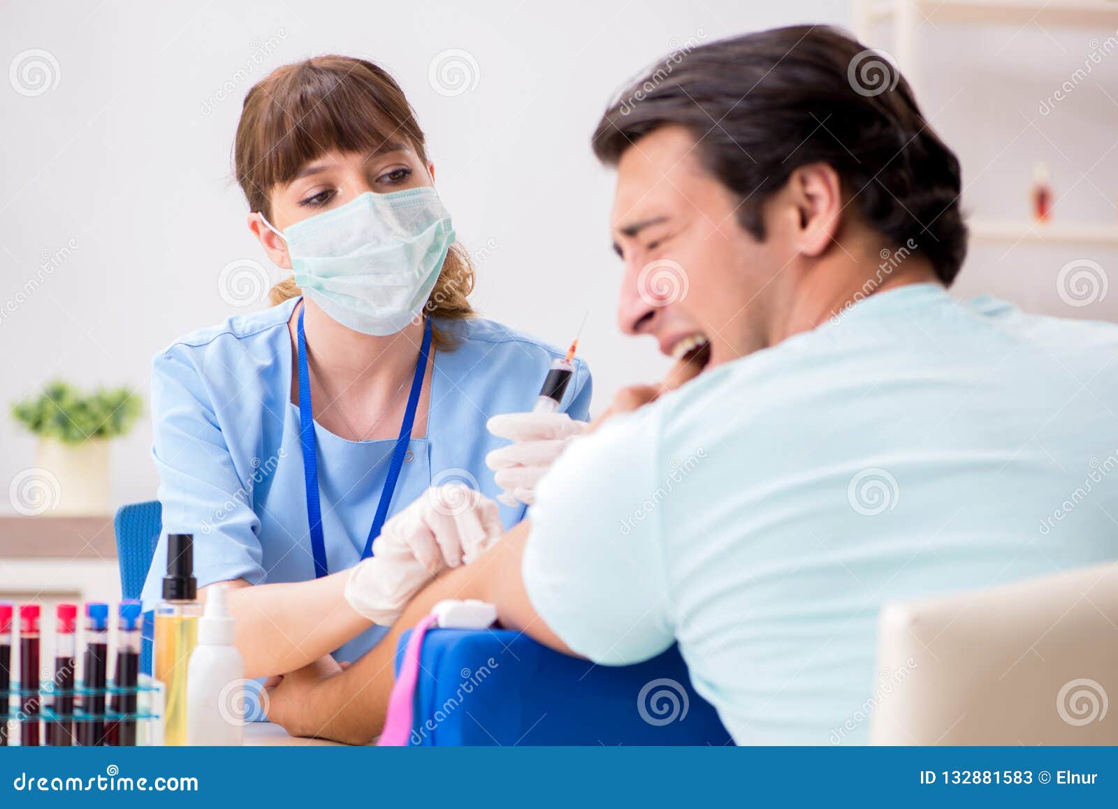 The Young Patient during Blood Test Sampling Procedure Stock Image ...