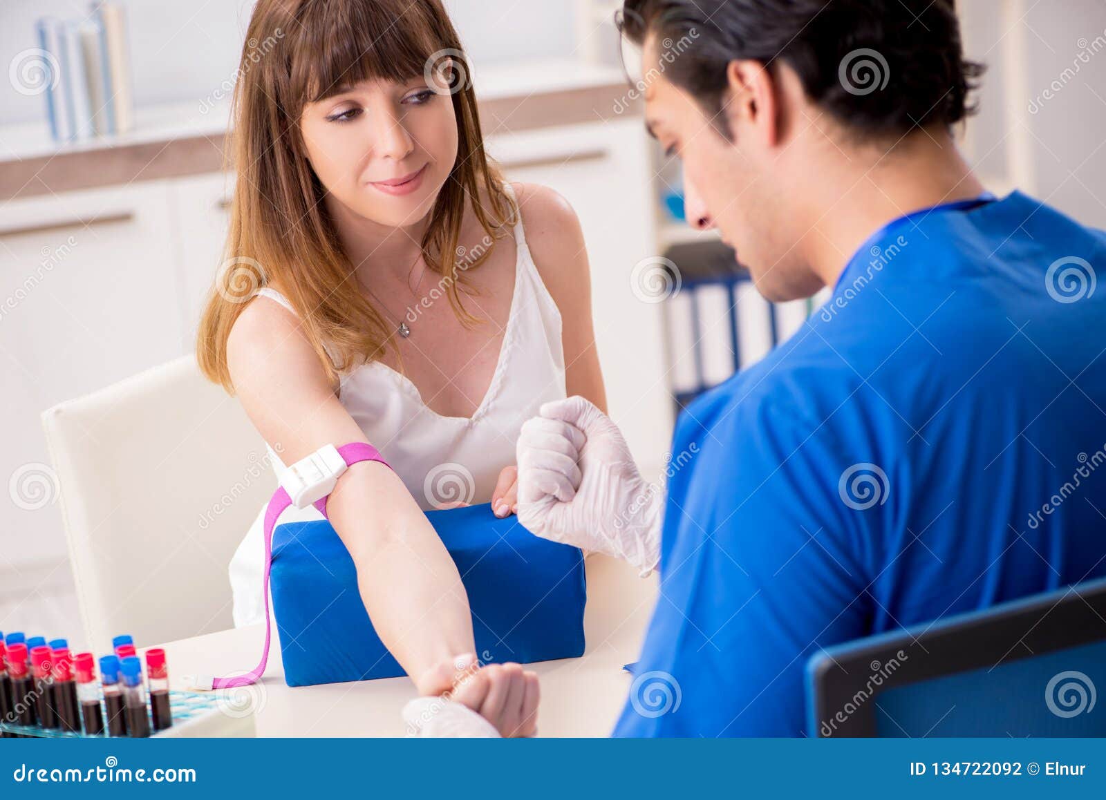 The Young Patient during Blood Test Sampling Procedure Stock Photo ...
