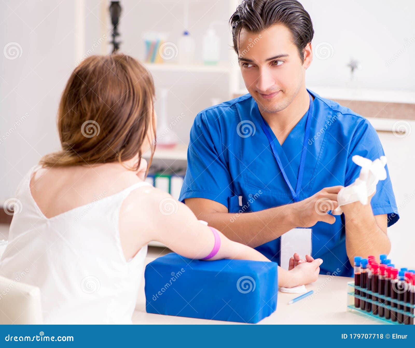 Young Patient during Blood Test Sampling Procedure Stock Photo - Image ...