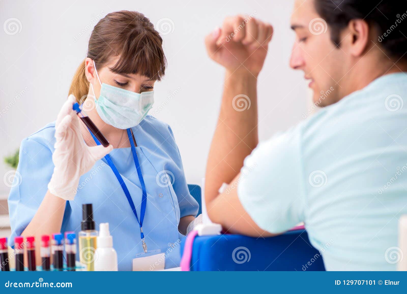 The Young Patient during Blood Test Sampling Procedure Stock Image ...