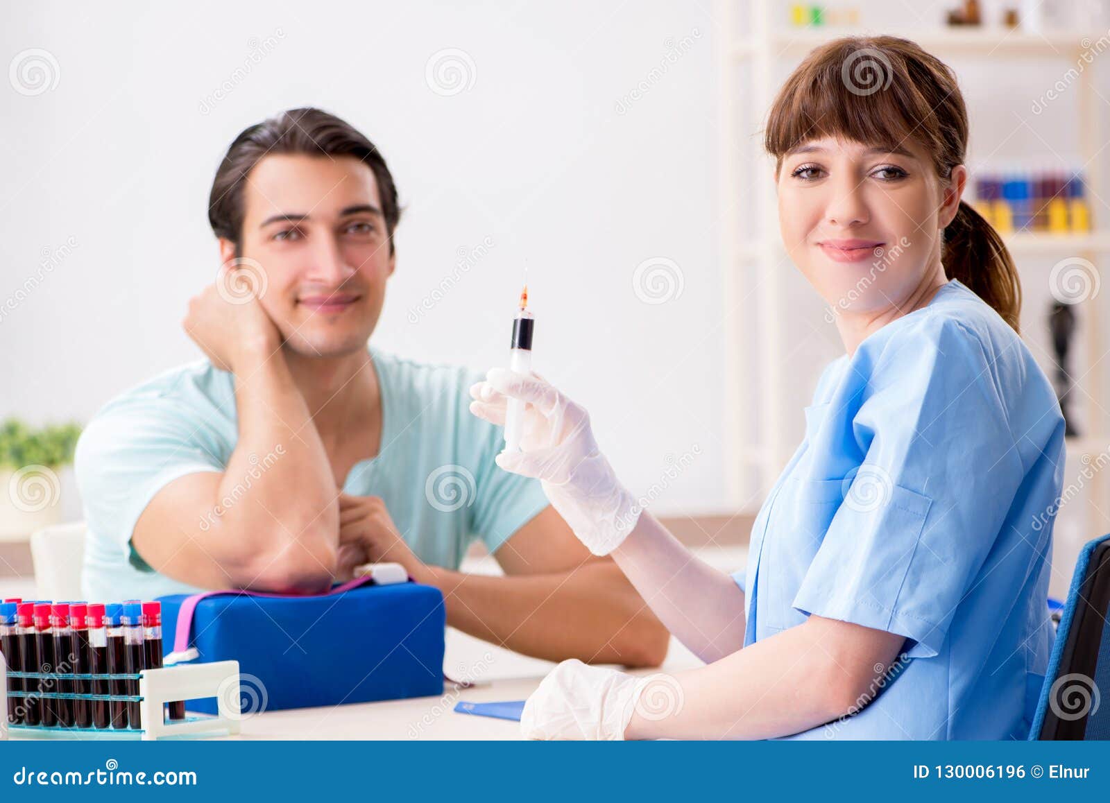 The Young Patient during Blood Test Sampling Procedure Stock Photo ...