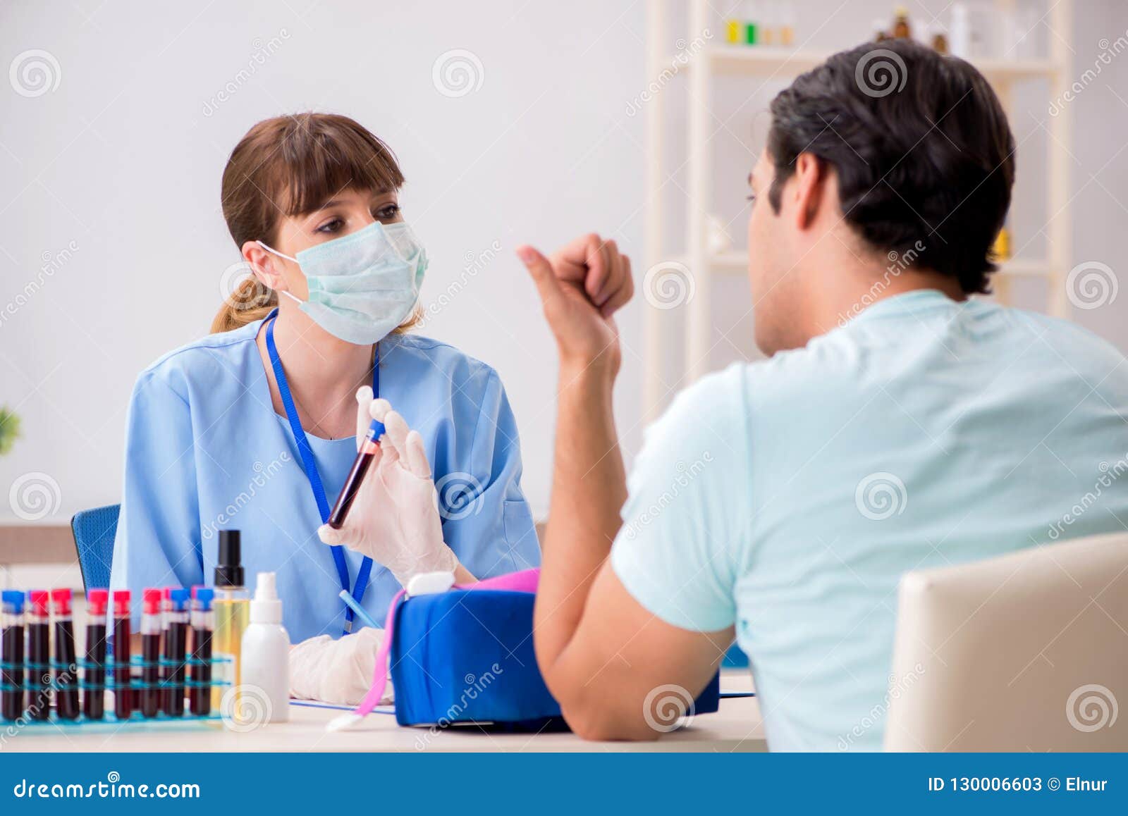 The Young Patient during Blood Test Sampling Procedure Stock Image ...