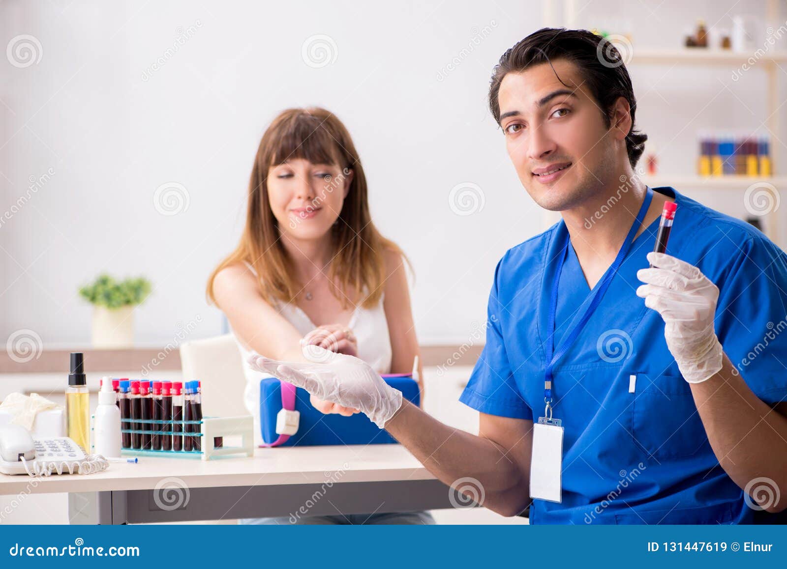 The Young Patient during Blood Test Sampling Procedure Stock Image ...