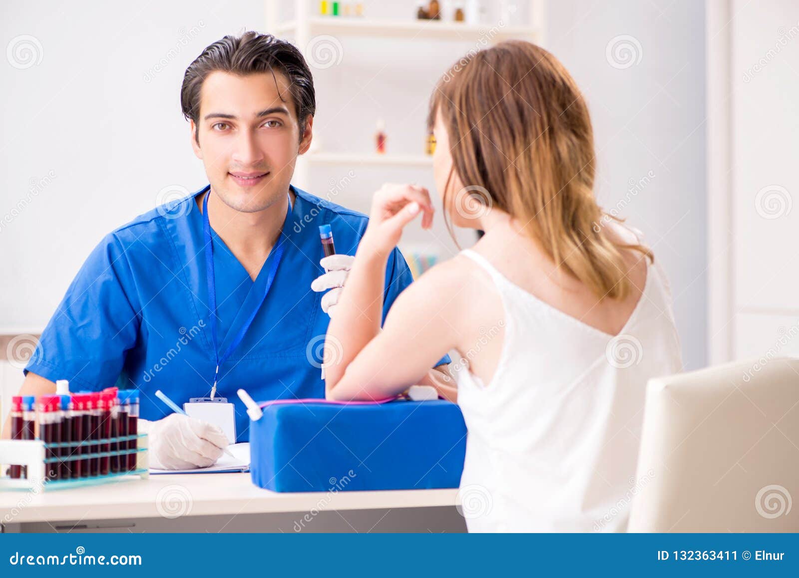 The Young Patient during Blood Test Sampling Procedure Stock Image ...