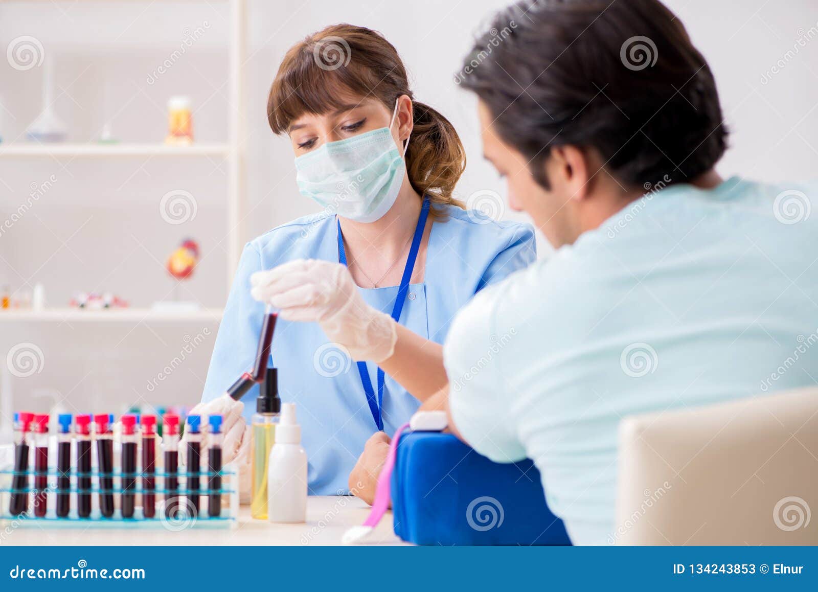 The Young Patient during Blood Test Sampling Procedure Stock Image ...