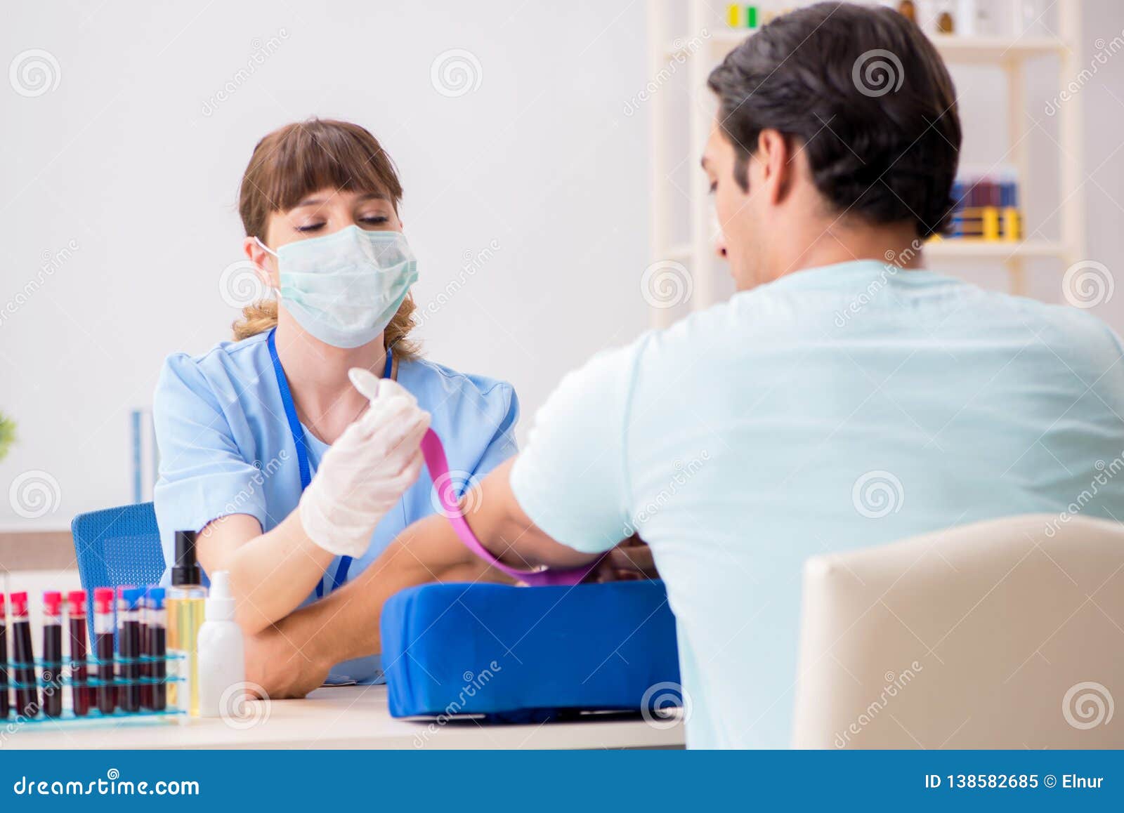 The Young Patient during Blood Test Sampling Procedure Stock Image ...