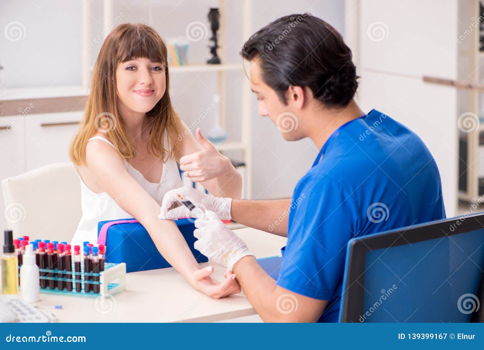 The Young Patient during Blood Test Sampling Procedure Stock Image ...