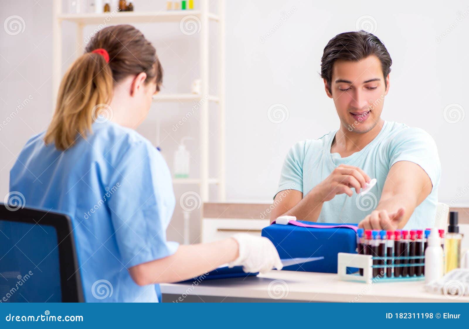 Young Patient during Blood Test Sampling Procedure Stock Photo - Image ...