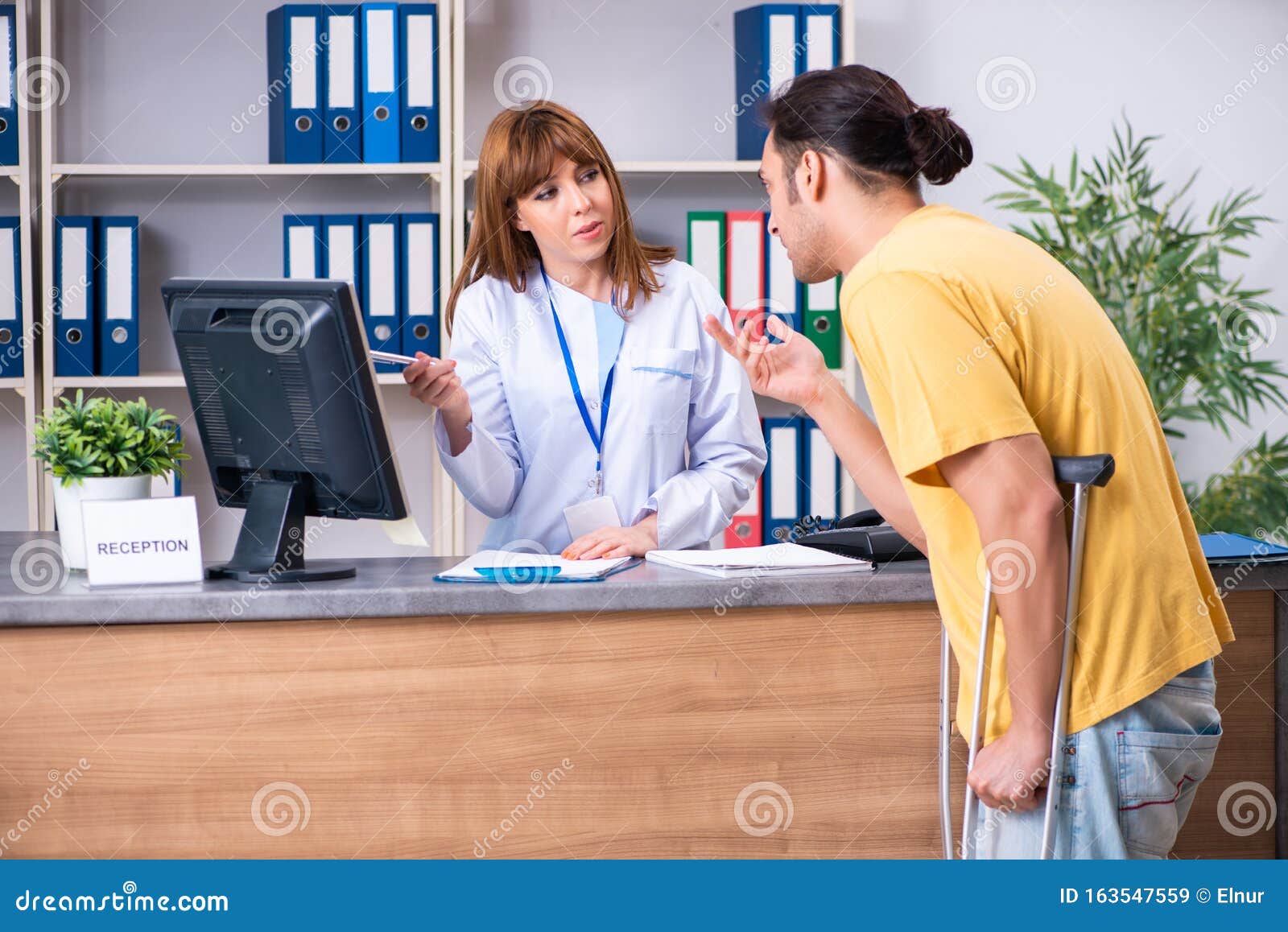 Young Patient at the Reception in the Hospital Stock Image - Image of ...