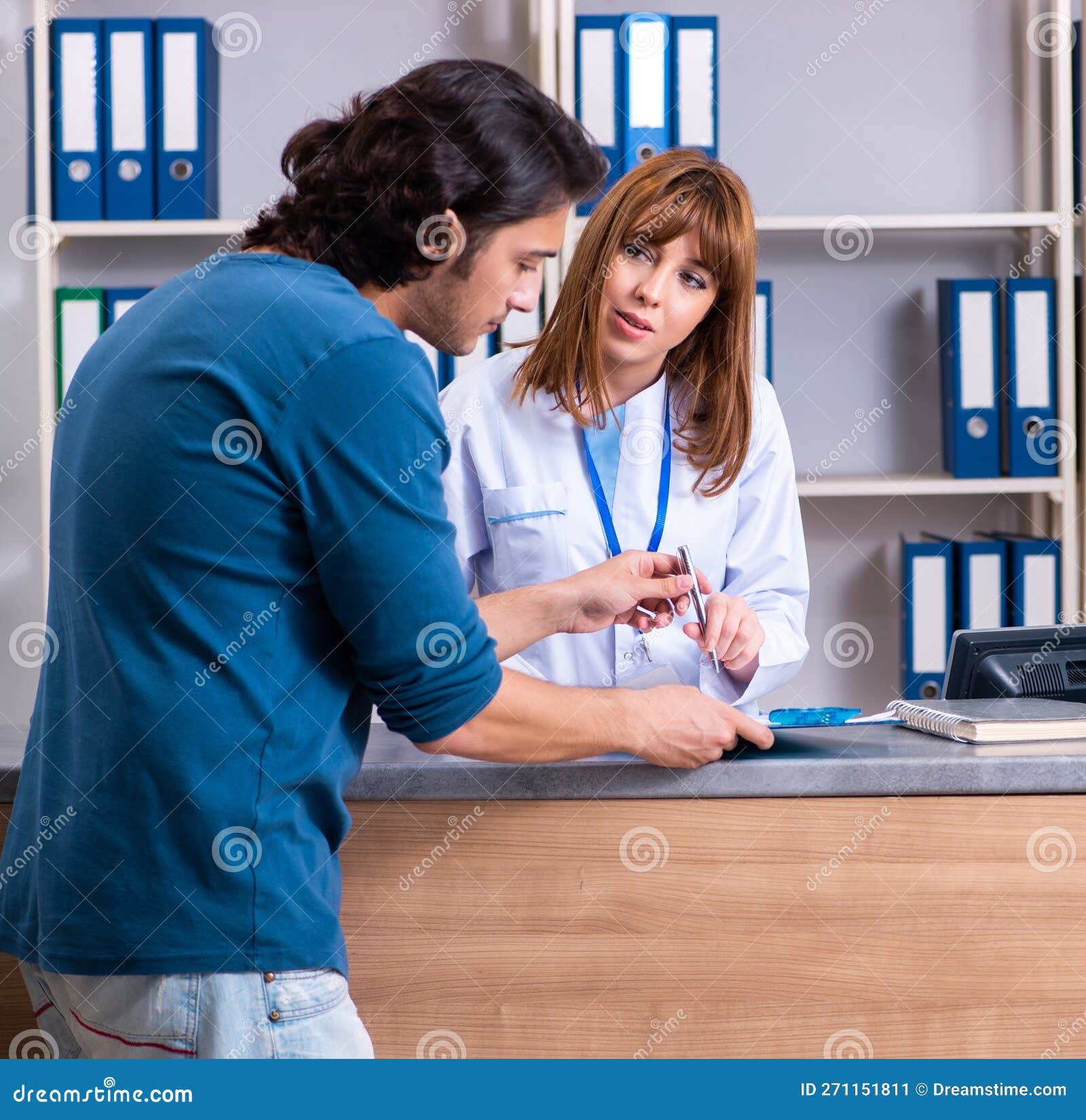 Young Patient at the Reception in the Hospital Stock Image - Image of ...