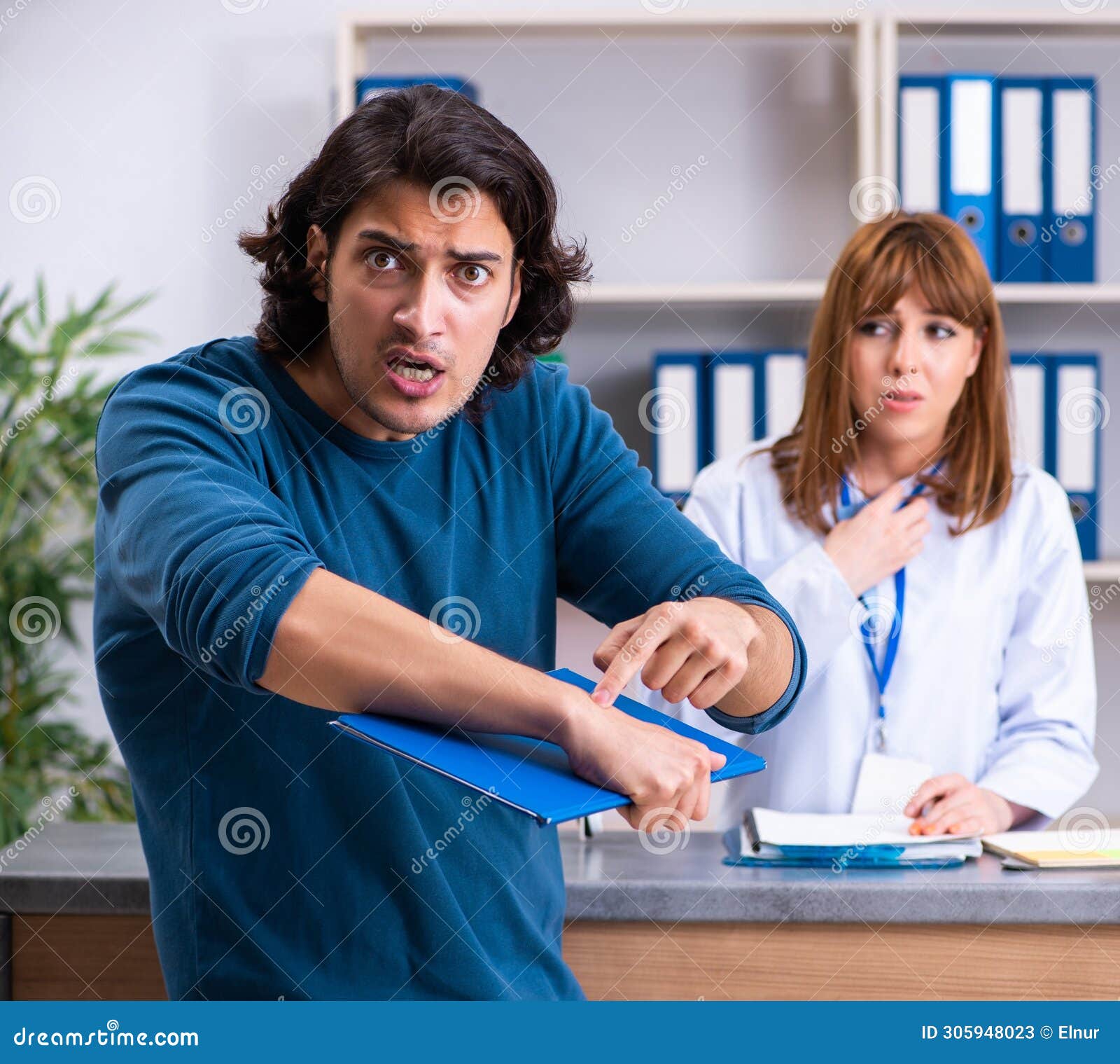 Young Patient at the Reception in the Hospital Stock Image - Image of ...