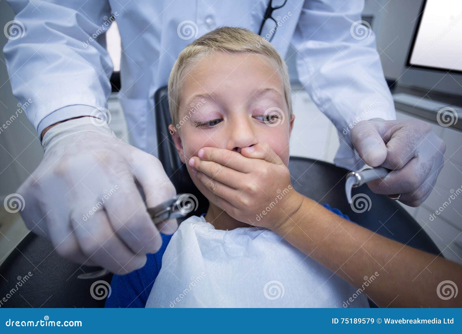 Young Patient Scared during a Dental Check-up Stock Image - Image of ...