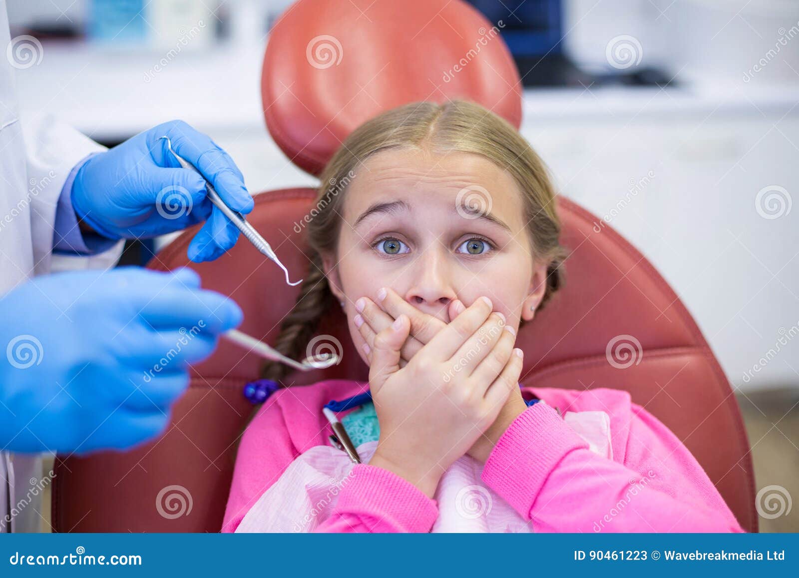 Young Patient Scared during a Dental Check-up Stock Image - Image of ...