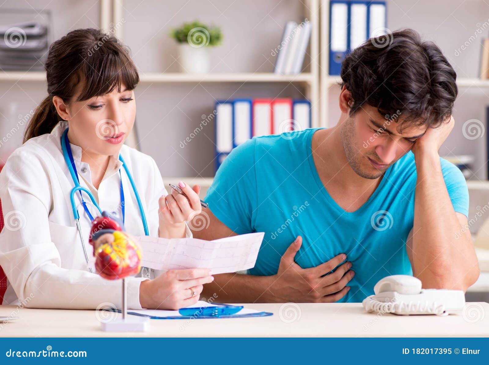 Young Patient Visiting Doctor Cardiologist Stock Image - Image of ...