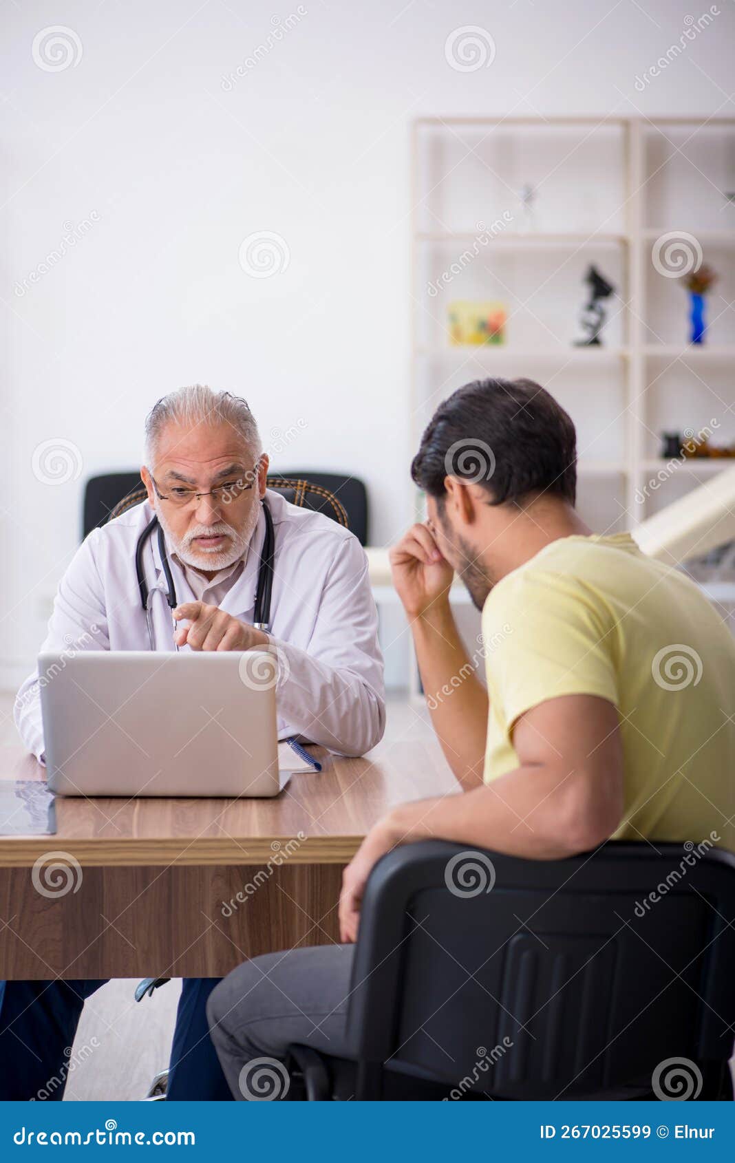 Young Male Patient Visiting Old Male Doctor Stock Image - Image of ...