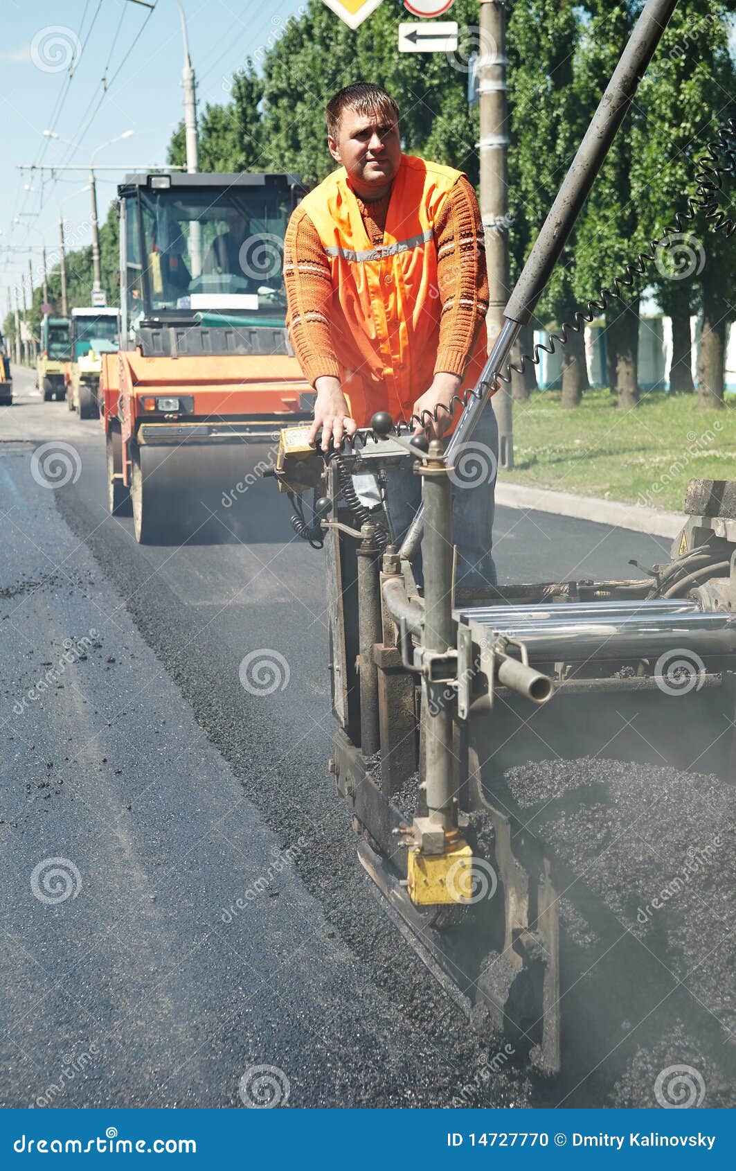 Young Paver Worker at Asphalting Stock Photo - Image of equipment ...