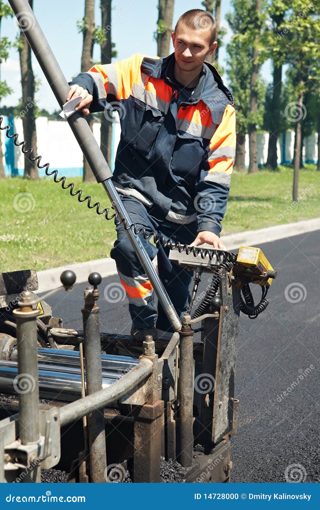 Young Paver Worker at Asphalting Stock Photo - Image of industry ...