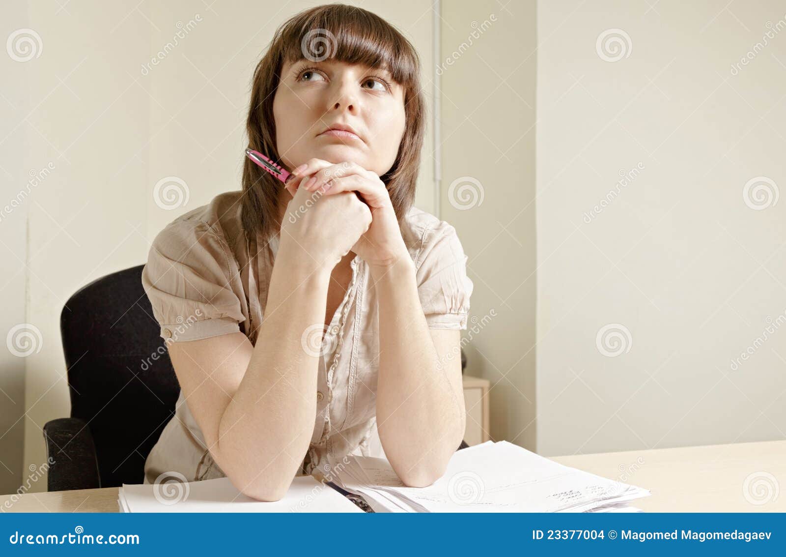 Young pensive woman stock photo. Image of female, pretty - 23377004