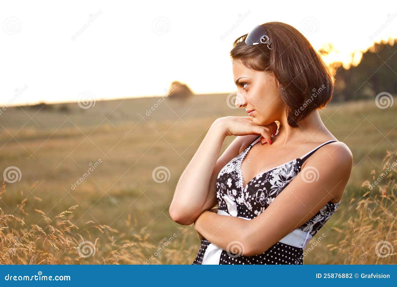 Young pensive woman stock photo. Image of landscape, beautiful - 25876882