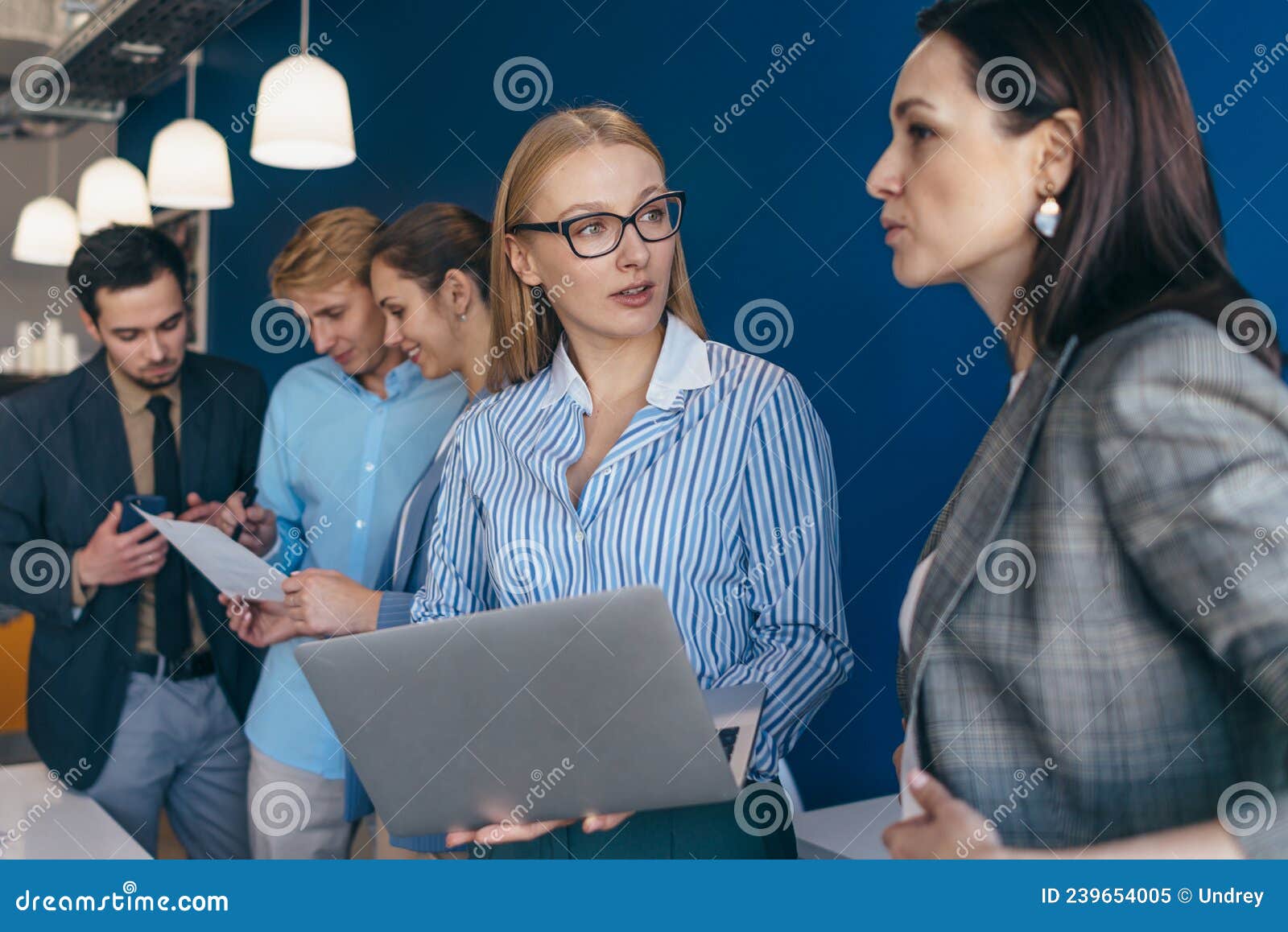 Young People Actively Interact in the Business Work Process. Stock ...