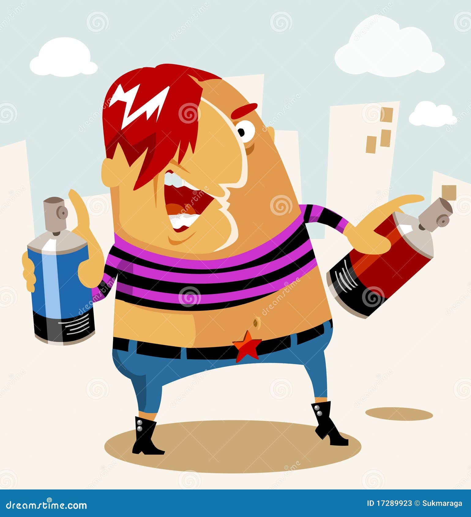 Young People With Aerosol Can Cartoon Vector | CartoonDealer.com #17289923