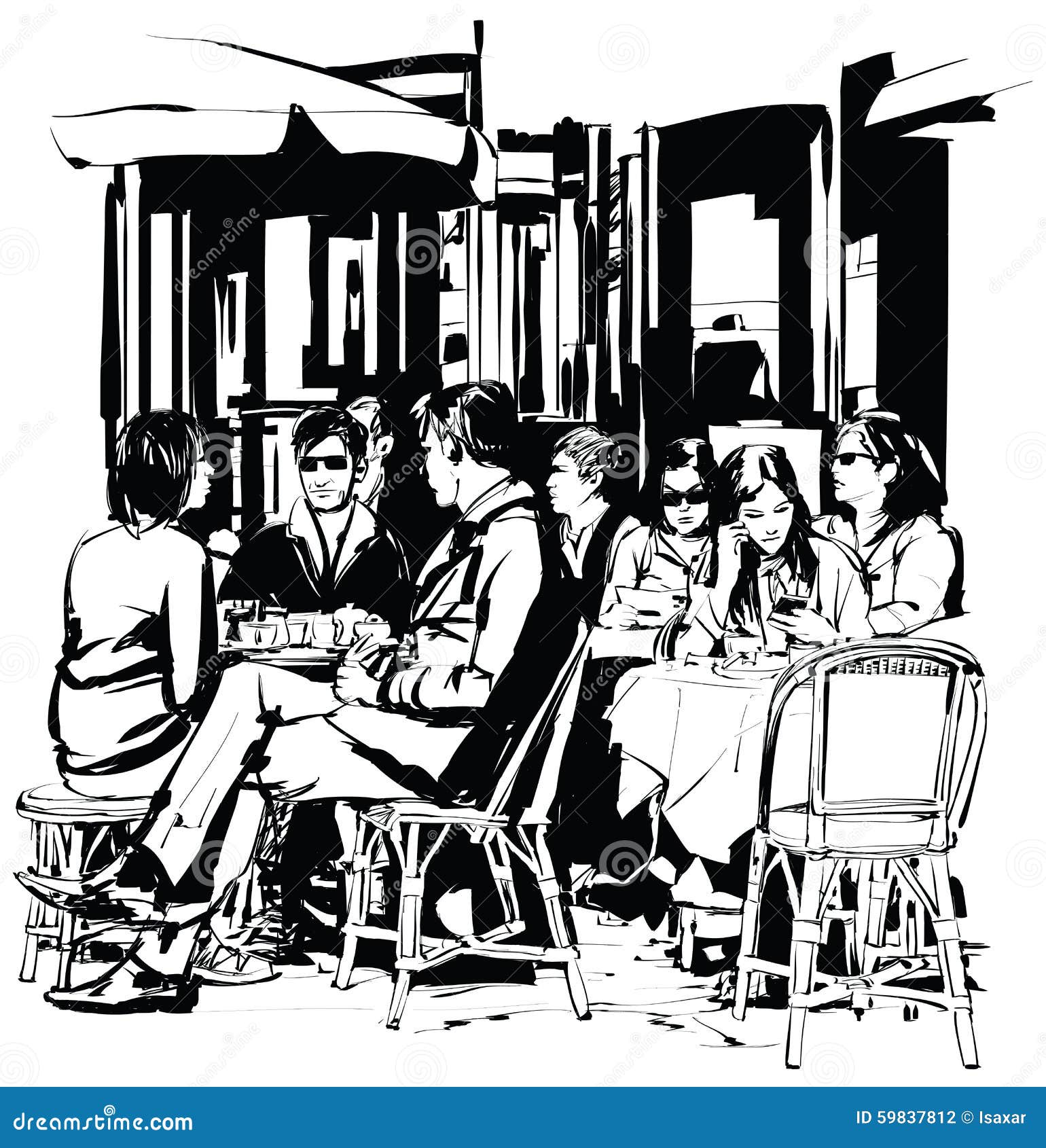 Young People at a Cafe Terrace after Work Stock Vector - Illustration ...