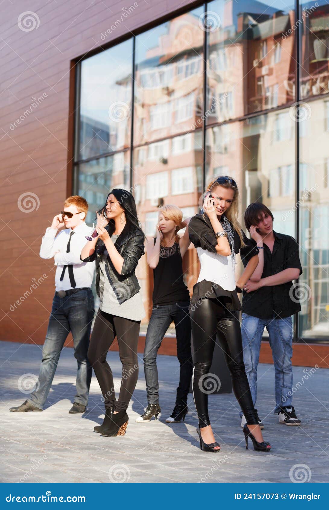 Young People Calling on the Phones Stock Image - Image of female ...