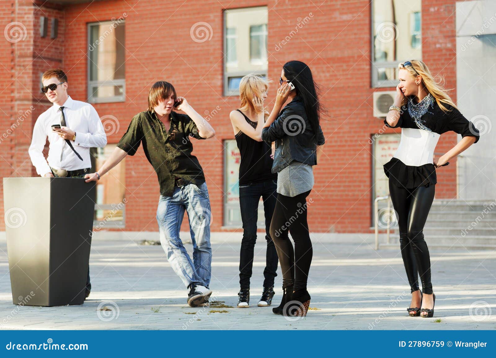 Young People Calling on the Phones Stock Image - Image of cell, call ...