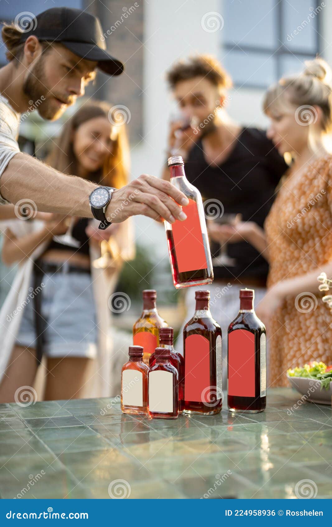 Young People Celebrate with Alcohol at Backyard Stock Photo - Image of ...