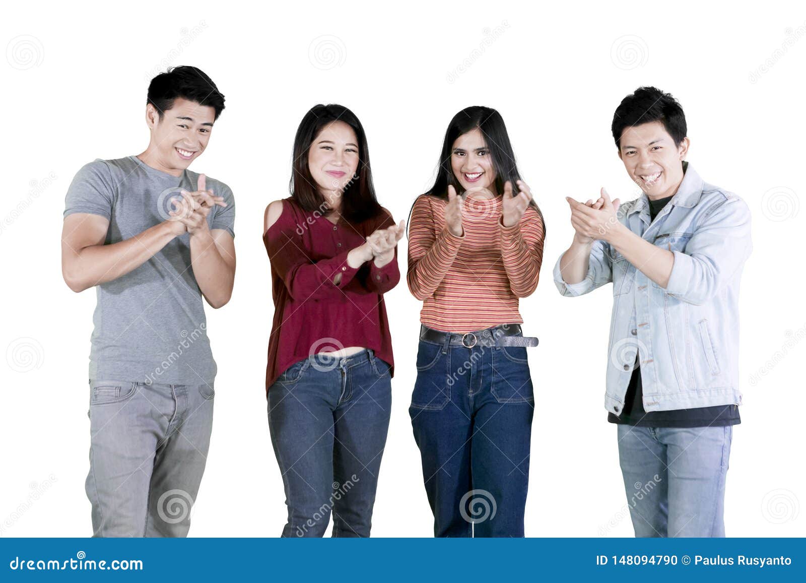 Young People Clap Their Hands Together on Studio Stock Photo - Image of ...