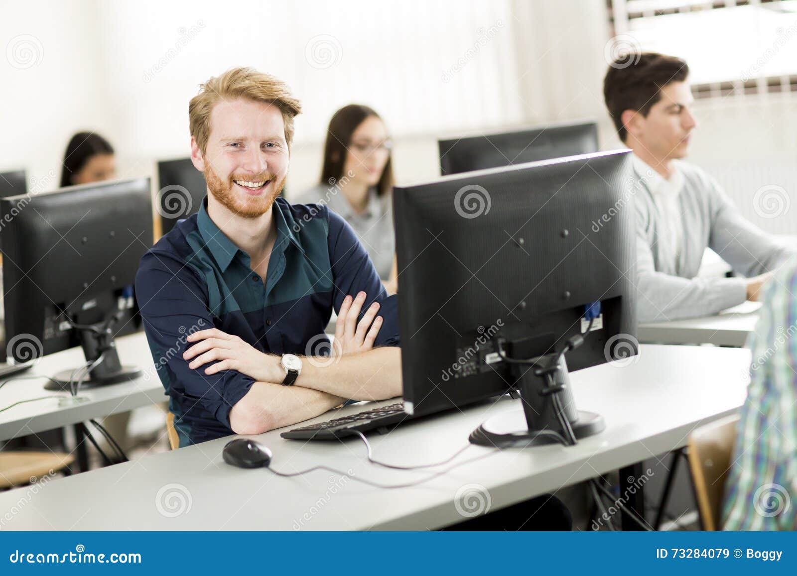 Young People in the Classroom Stock Image - Image of group, adults ...