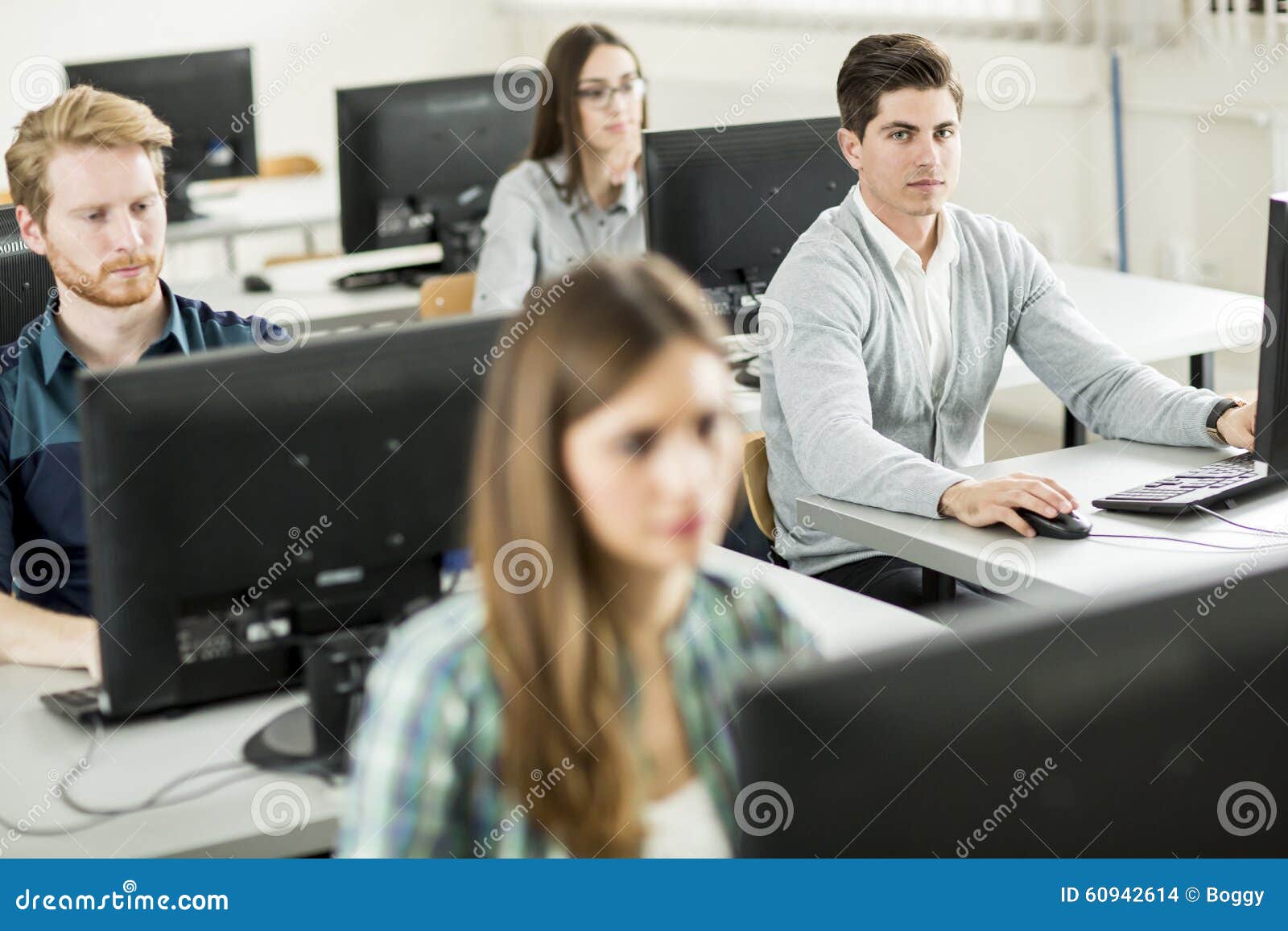 Young People in the Classroom Stock Photo - Image of college, study ...