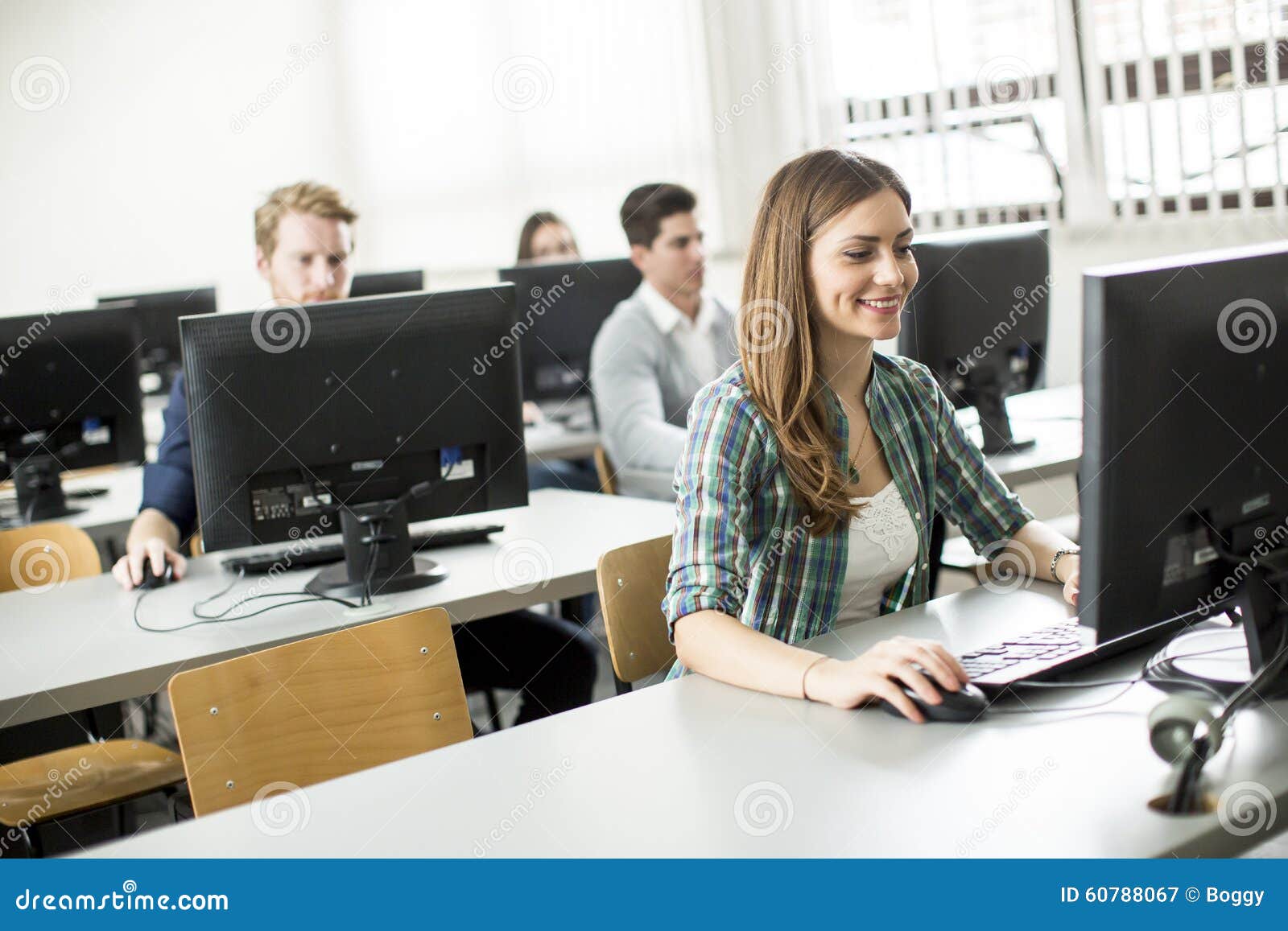 Young People in the Classroom Stock Image - Image of technology, girl ...
