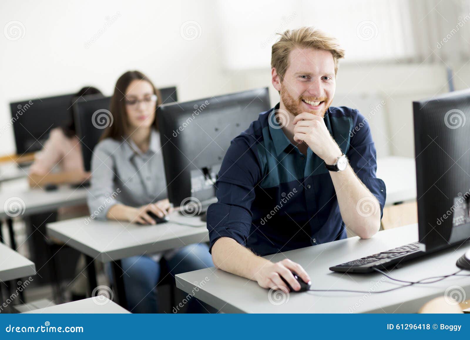 Young People in the Classroom Stock Photo - Image of computer, friends ...