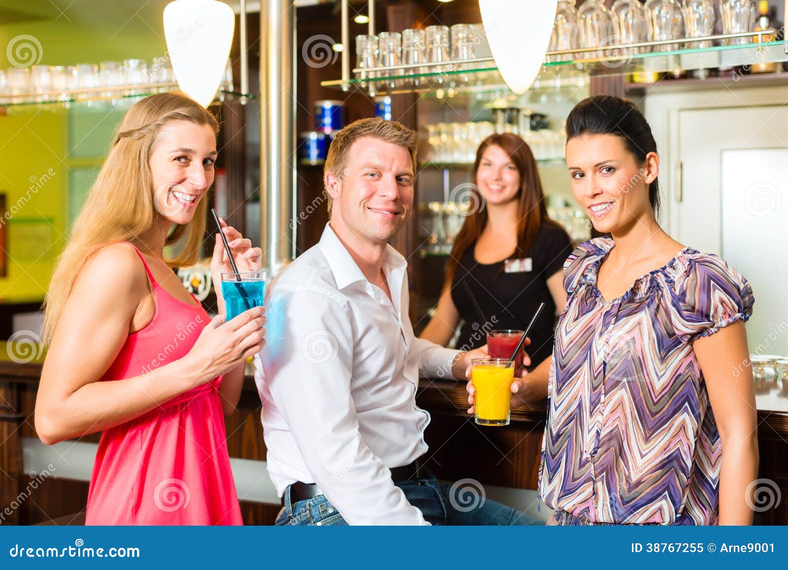 Young People with Cocktails in Bar Stock Image - Image of relaxation ...