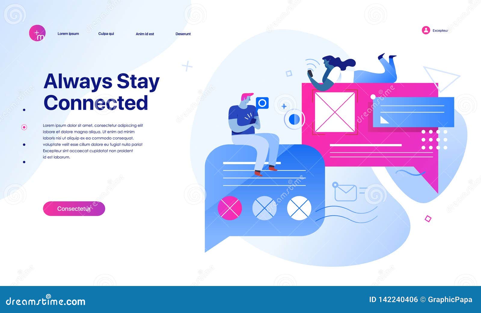 Young People Communicate on the Internet. Stock Vector - Illustration ...